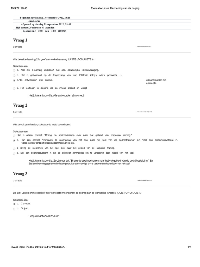Evaluatie Les 4 - Herziening Van de Poging | PDF