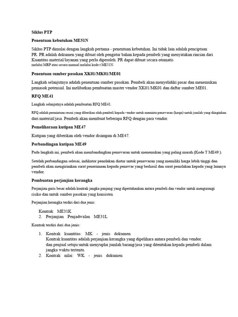 Siklus PTP: Proses Pengadaan Material | PDF