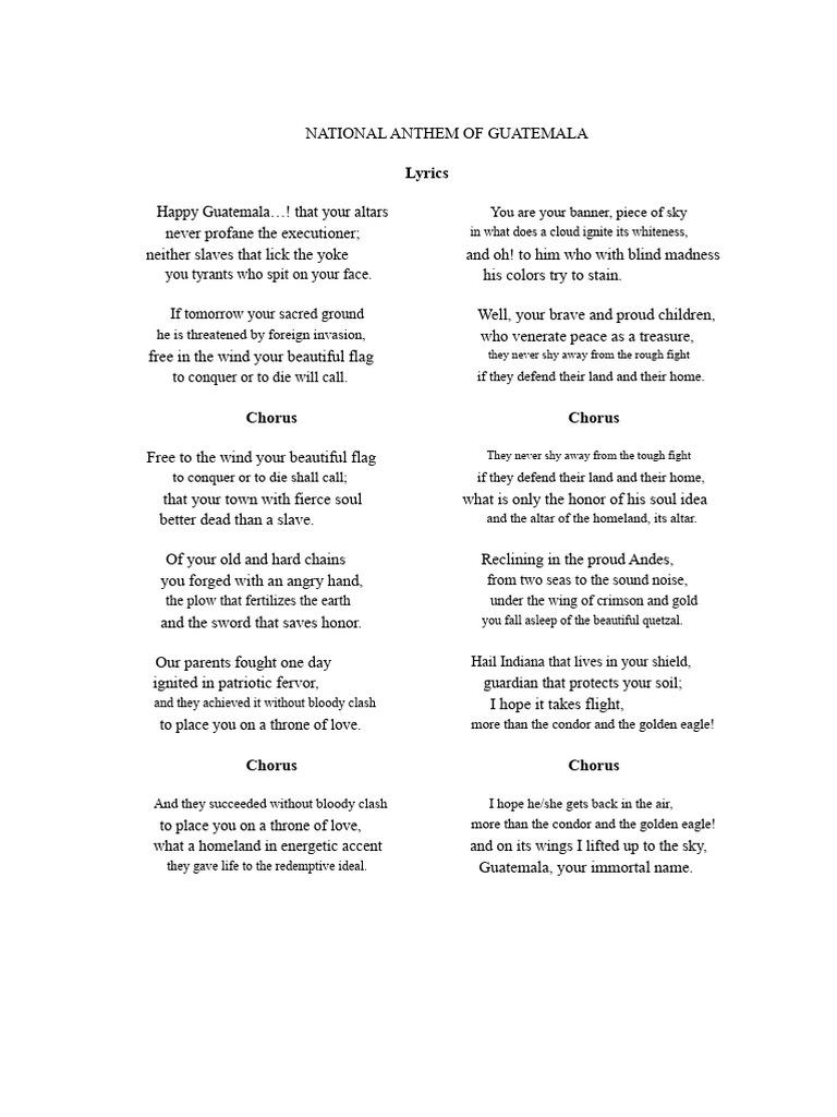 National Anthem of Guatemala | PDF