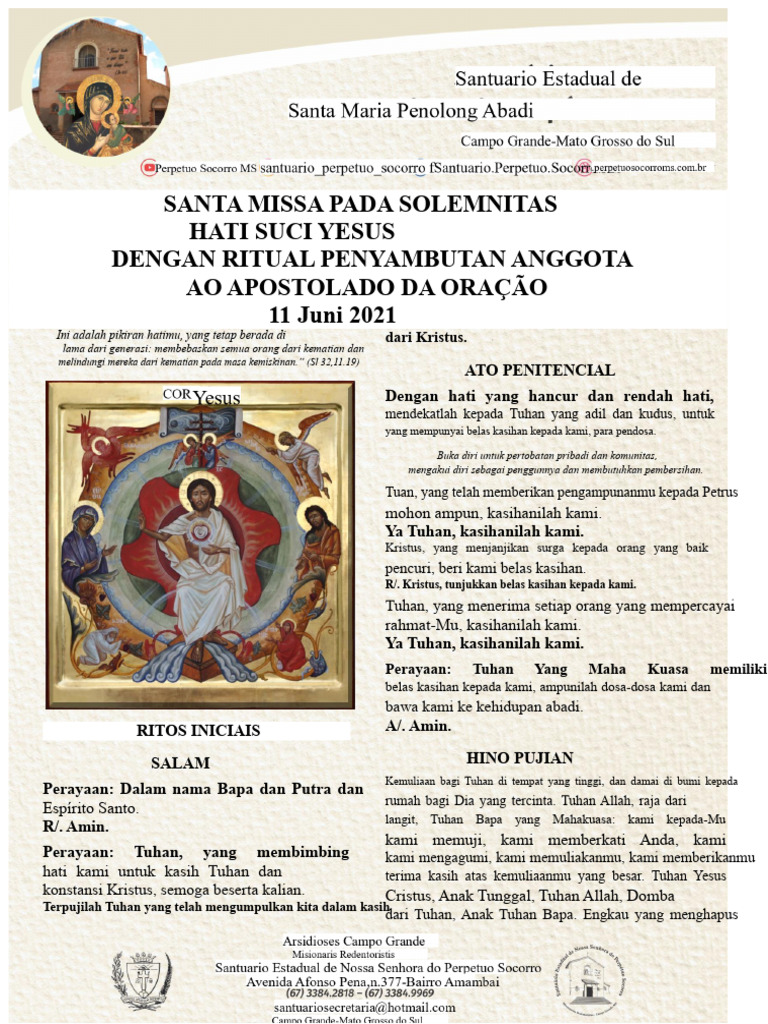 Santa Missa Hati Suci Yesus 2021 | PDF