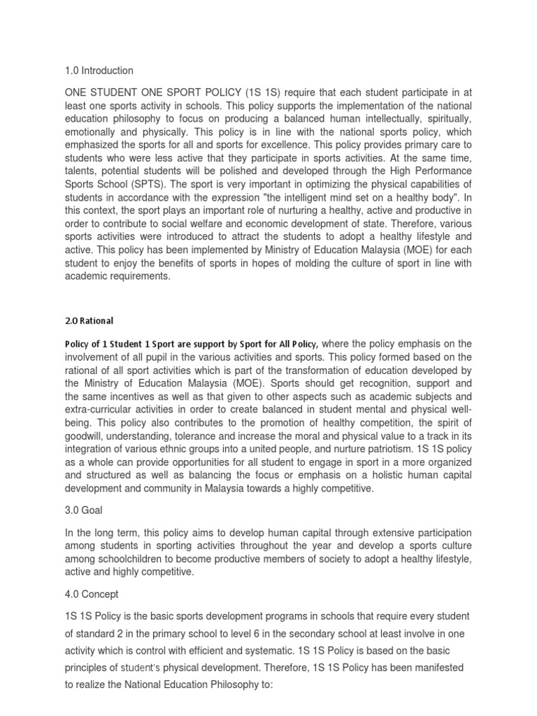 1S 1S Policy | PDF | Sports | Primary Education