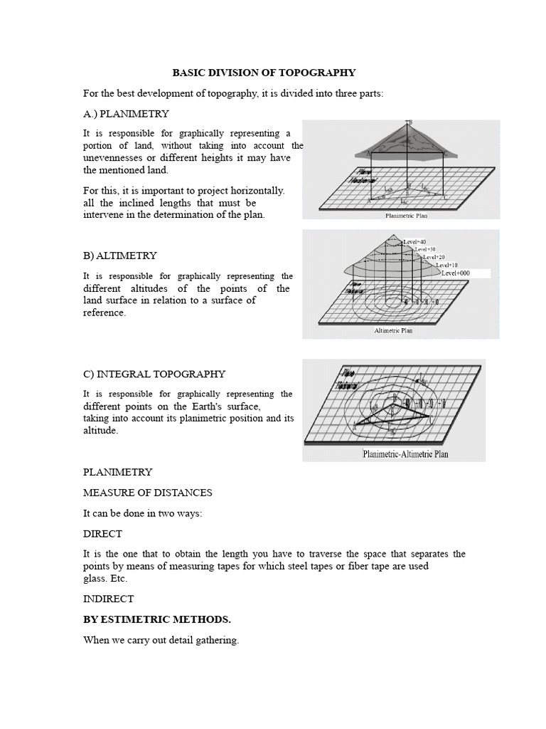 Topography Basics: Planimetry & Altimetry | PDF | Angle | Topography
