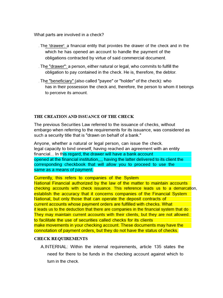 What Parts Are Involved in A Check | PDF | Cheque | Transaction Account