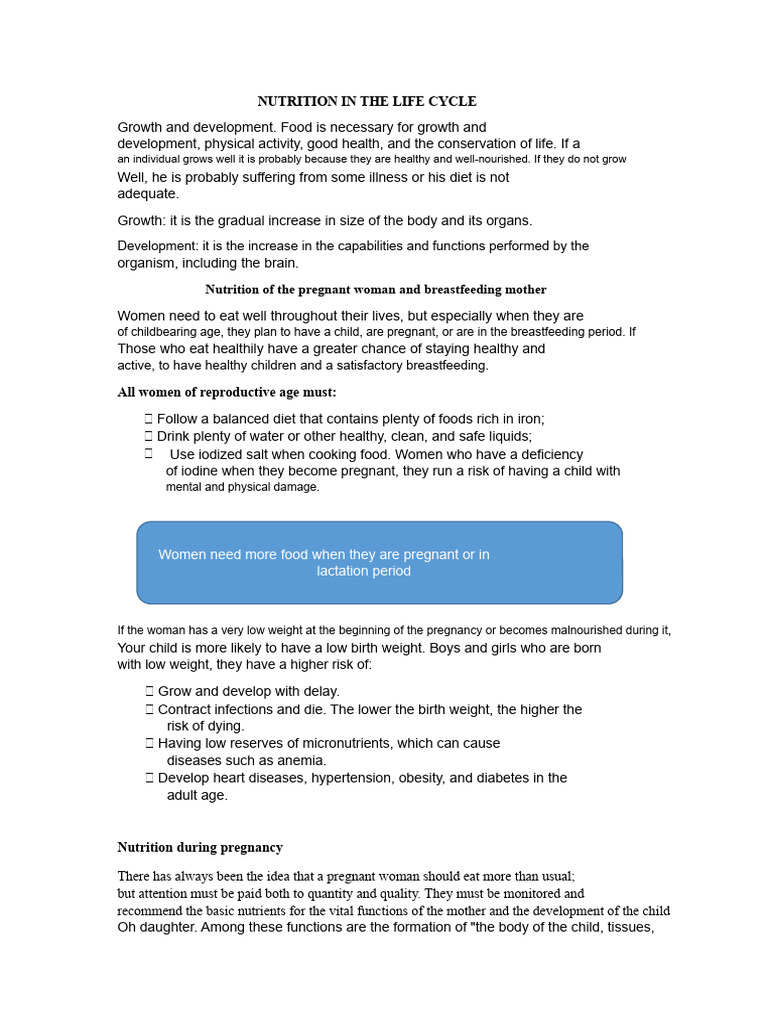 Nutrition Lifecycle | PDF | Breastfeeding | Fat