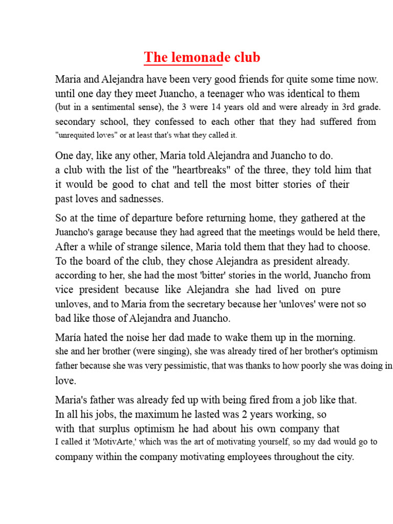 Summary The Lemonade Club | PDF