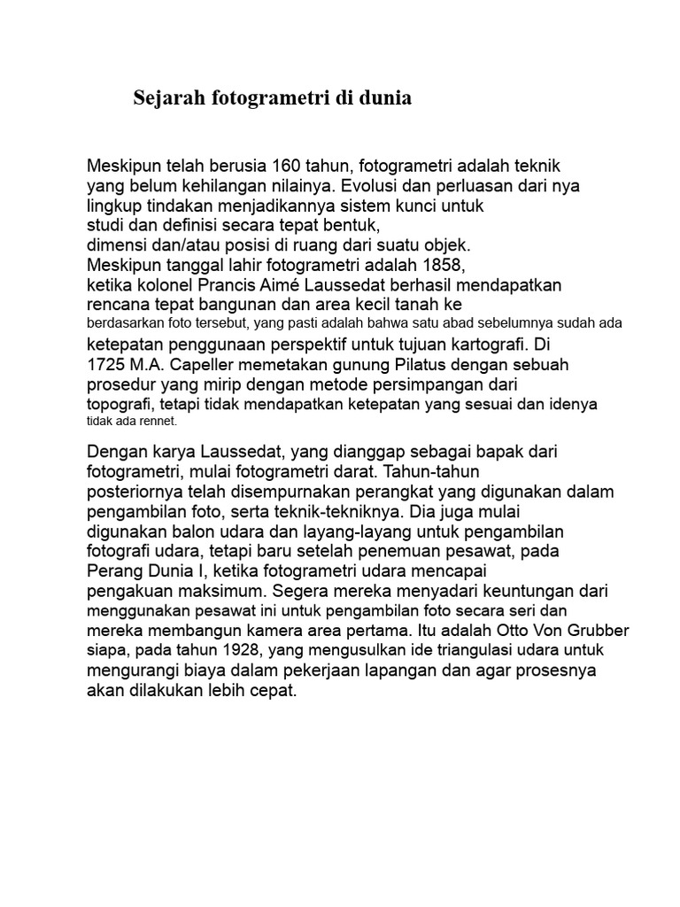 Sejarah dan Konsep Fotogrametri | PDF