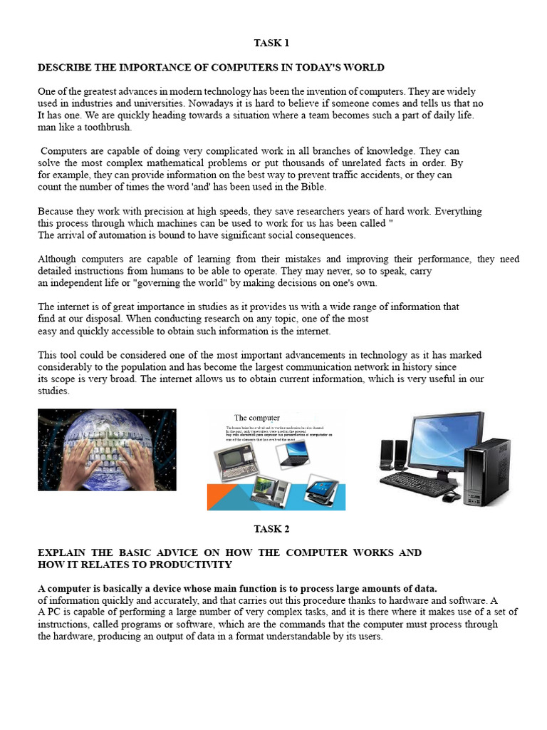 Describe The Importance of Computers in Today's World | PDF | Computer ...