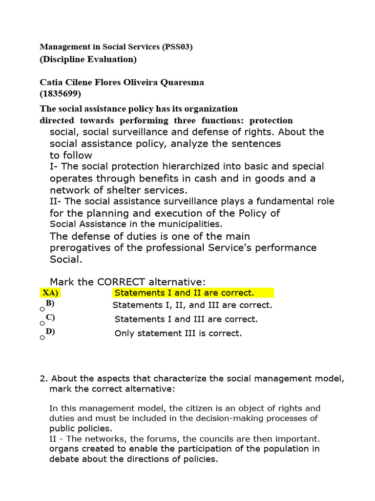 Social Management Test | PDF | Discrimination | Policy