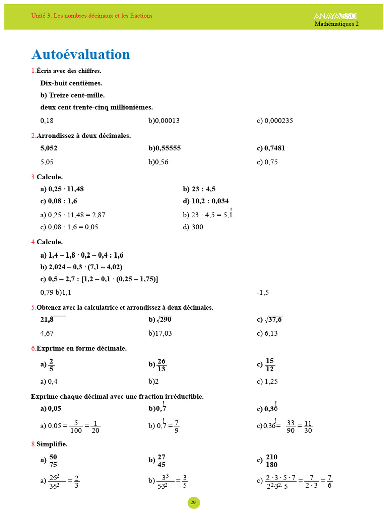 Nombres décimaux et fractions en mathématiques | PDF | Division