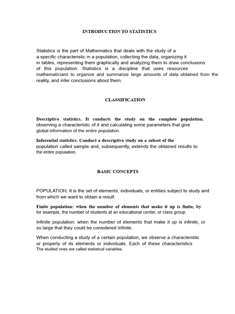 Introduction To Statistics | PDF | Statistics | Mean