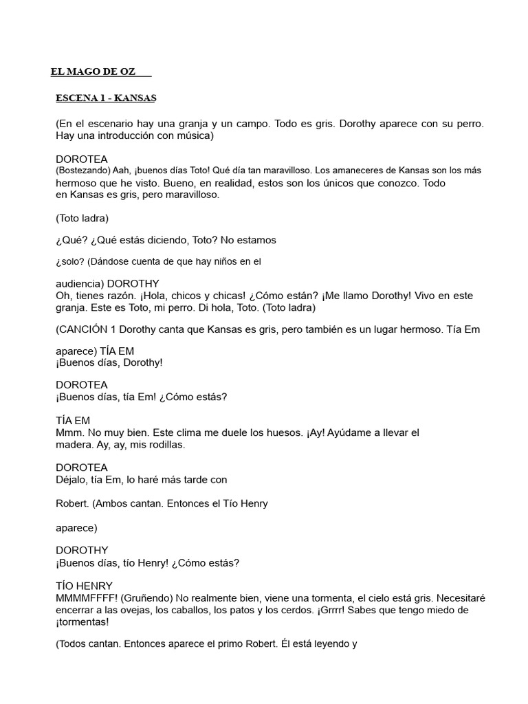 El Guion de El Mago de Oz | PDF | Dorothy Gale