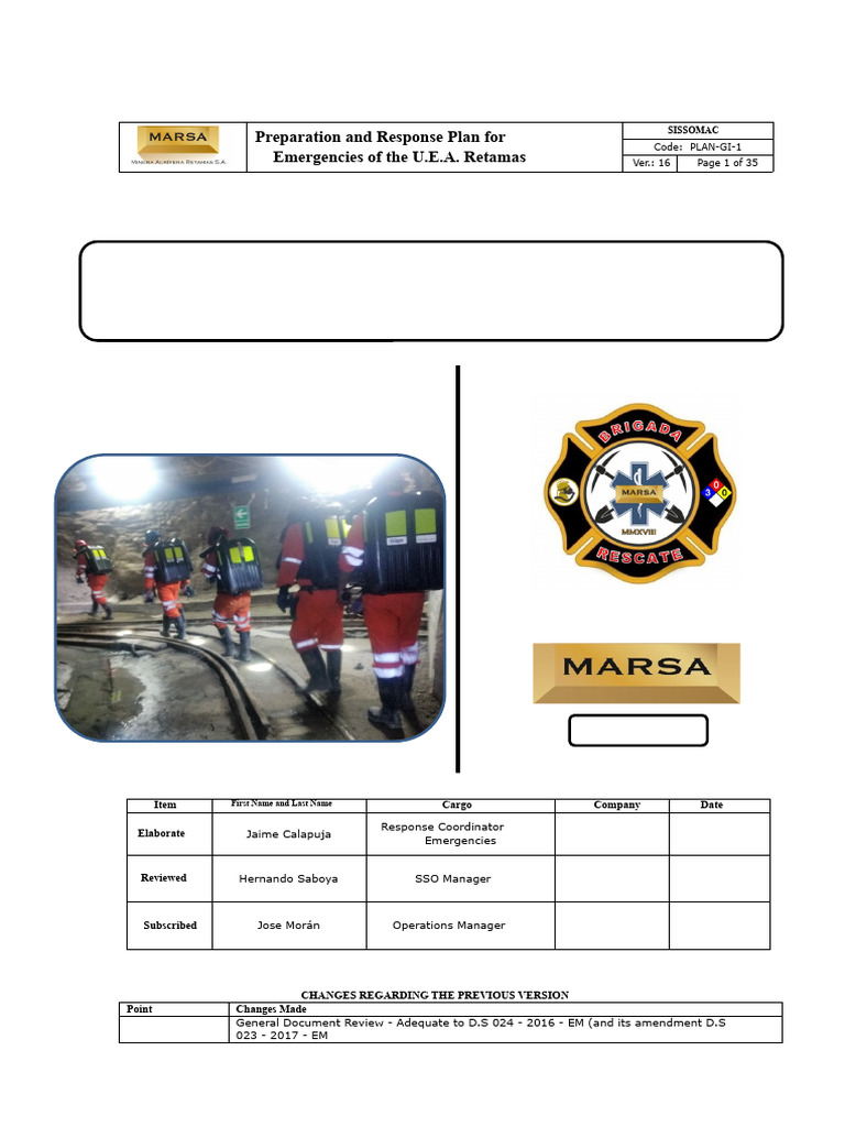PLAN-GI-1 Emergency Preparedness and Response Plan - V16 | PDF ...