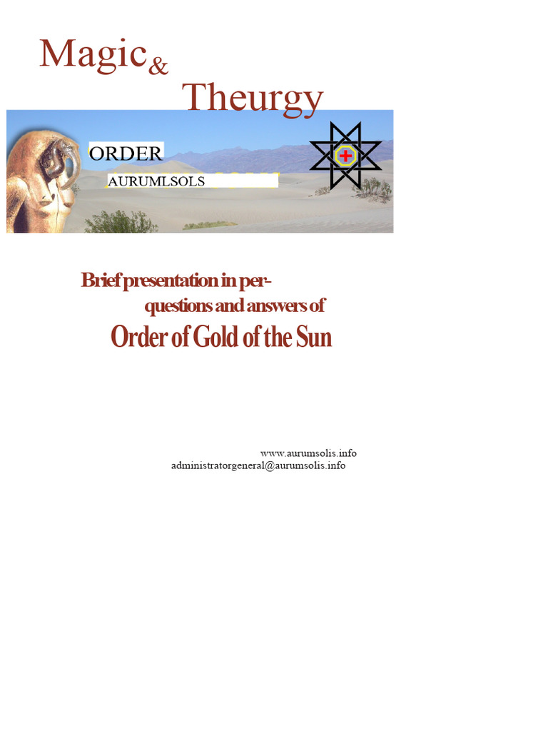 Aurum Solis Order: Theurgy Overview | PDF | Western Esotericism ...