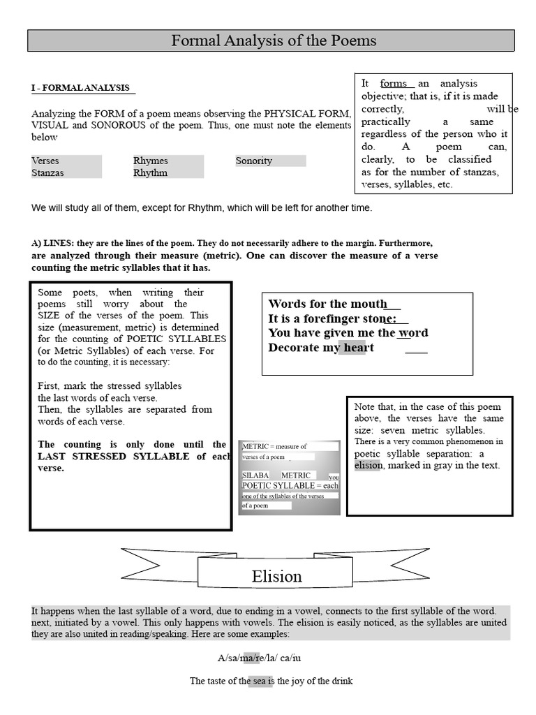 Formal Analysis of The Poem and Meter | PDF | Poetry | Metre (Poetry)