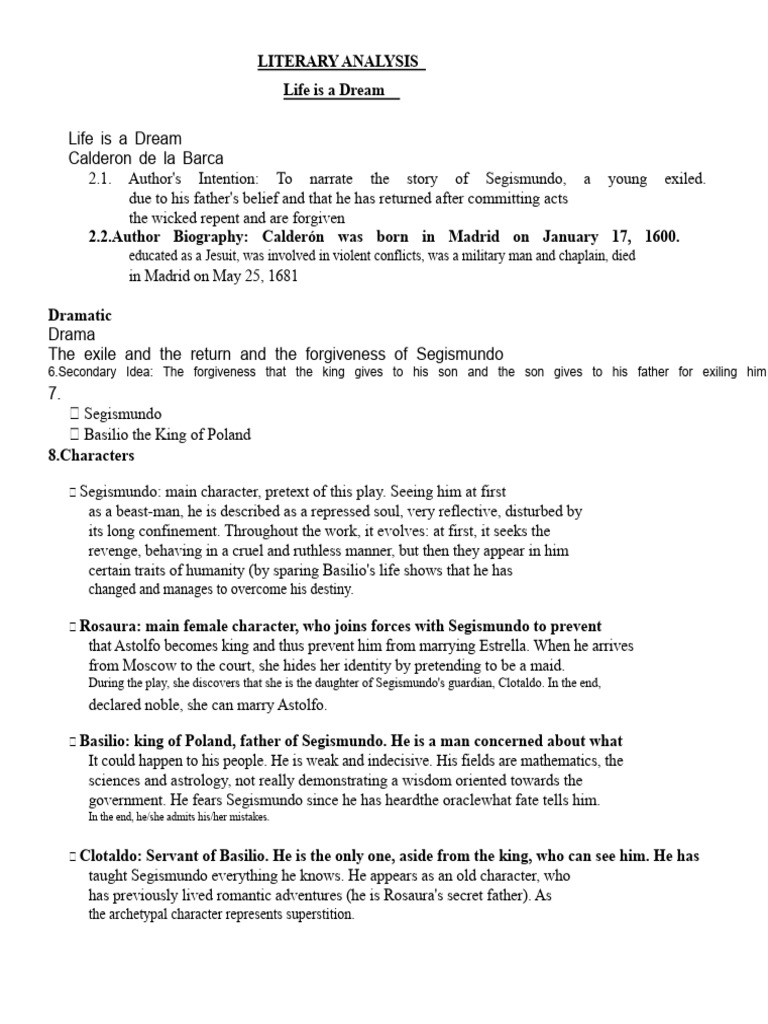 LITERARY ANALYSIS Life Is A Dream | PDF
