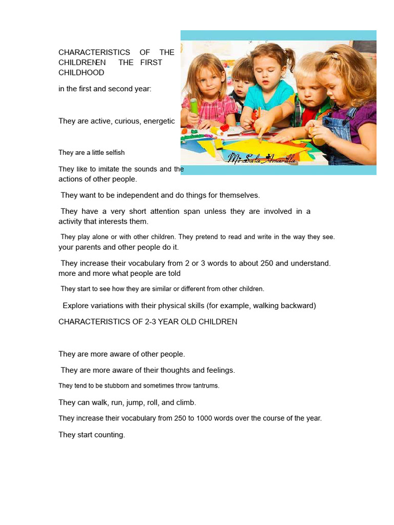 Characteristics of Children in Early Childhood | PDF | Puberty | Theatre