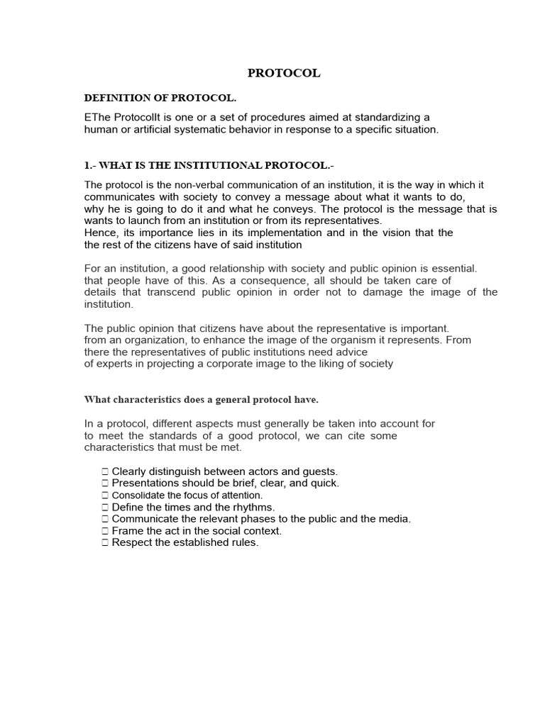 Definition of Protocol | PDF | Communication | Human Communication