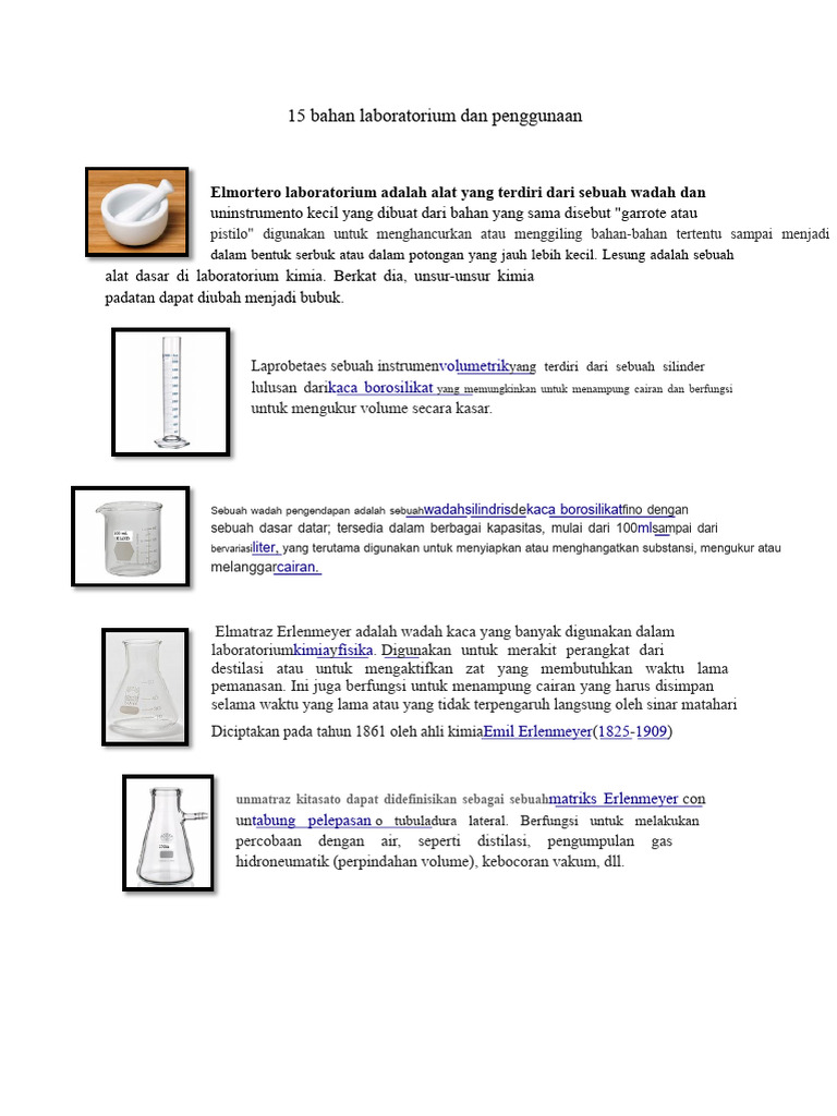 15 Bahan Laboratorium Dan Penggunaannya | PDF