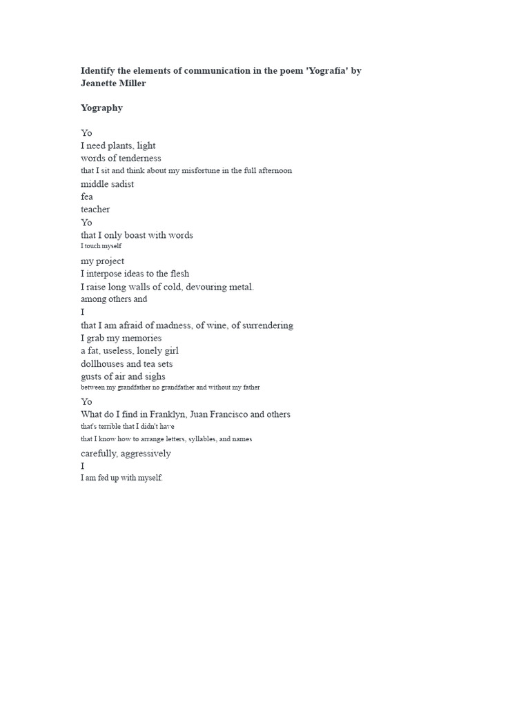 Identify The Elements of Communication in The Poem, Activity | PDF