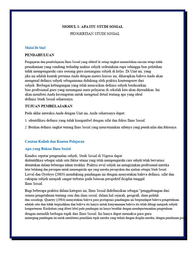 Modul 1 Apa Itu Ilmu Sosial | PDF
