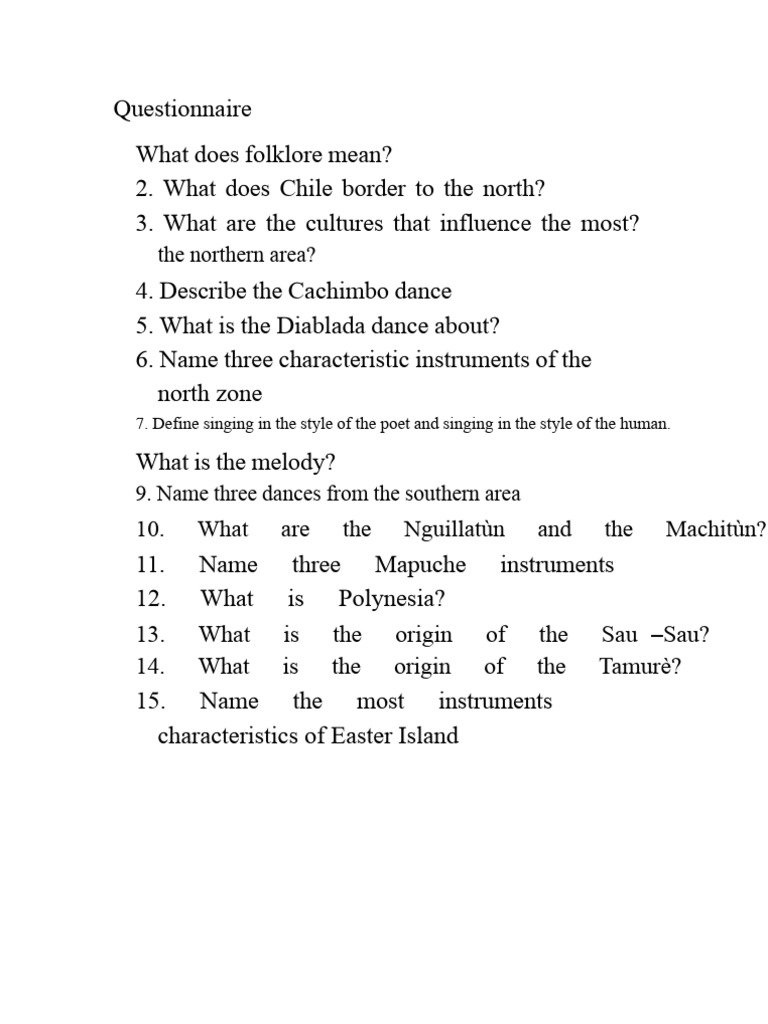Folklore Questionnaire | PDF