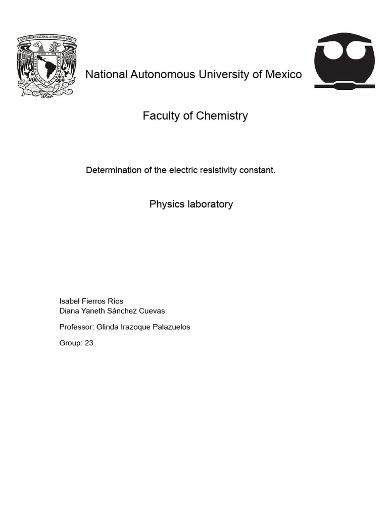 Determination of The Electrical Resistivity Constant | PDF | Electrical Resistivity And ...
