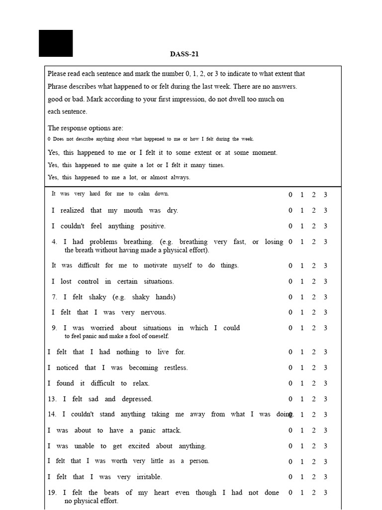 (Instrument) DASS 21 | PDF | Panic Attack | Anxiety
