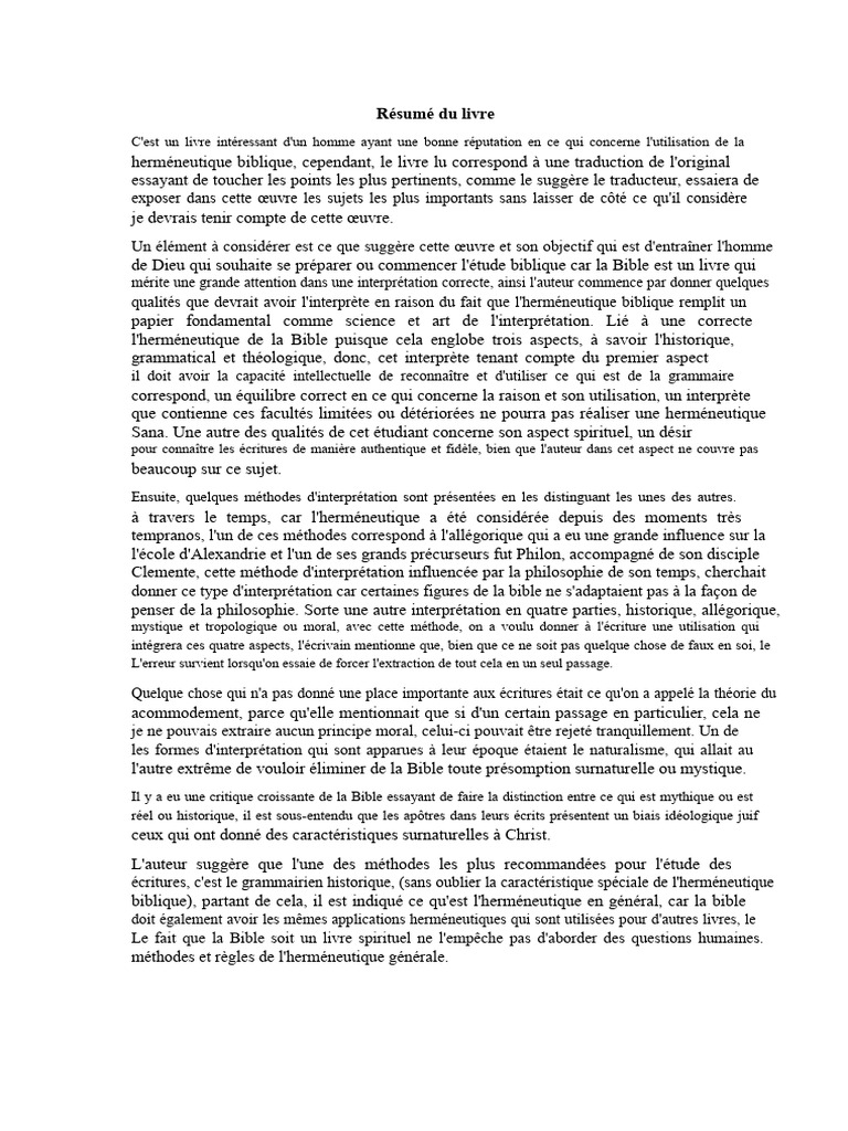 Résumé Du Livre Terry | PDF | Herméneutiques | Bible