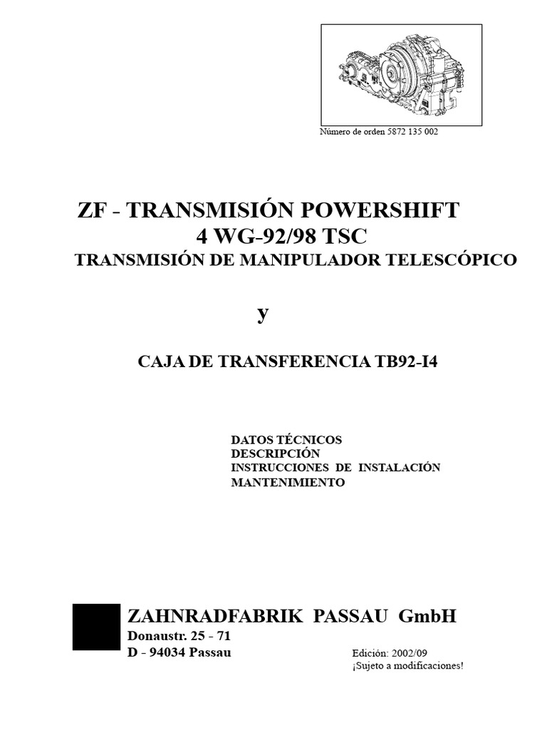 Manual de Transmisión de TL642 y TL943 CAT ZF - Powershift Trans - 4 WG ...
