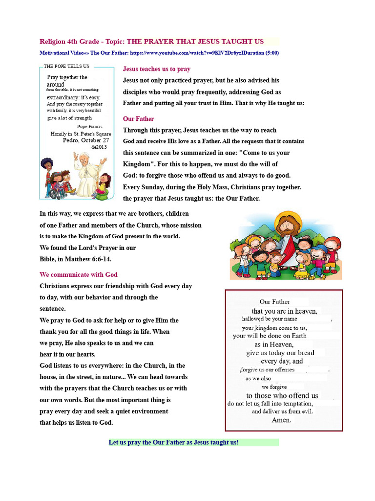 4th - Prayer That Jesus Taught Us | PDF | Lord's Prayer | God The Father
