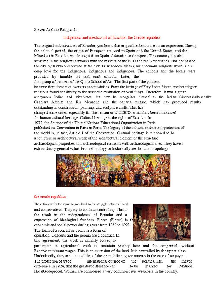 Indigenous and Mestizo Art of Ecuador, The Creole Republics | PDF | Ecuador