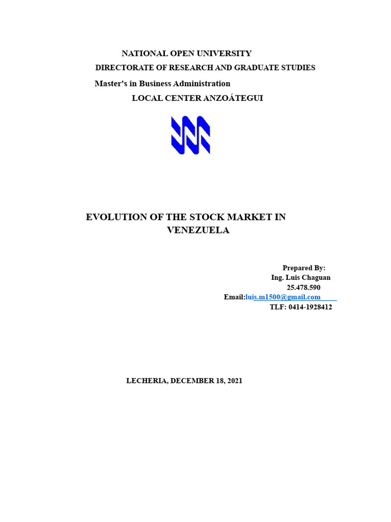 Evolution of Venezuela's Stock Market | PDF | Stock Market | Stocks
