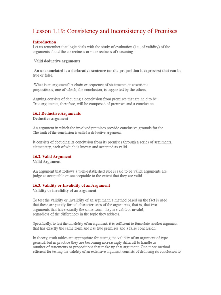 Validity and Inconsistency in Logic | PDF | Argument | Deductive Reasoning