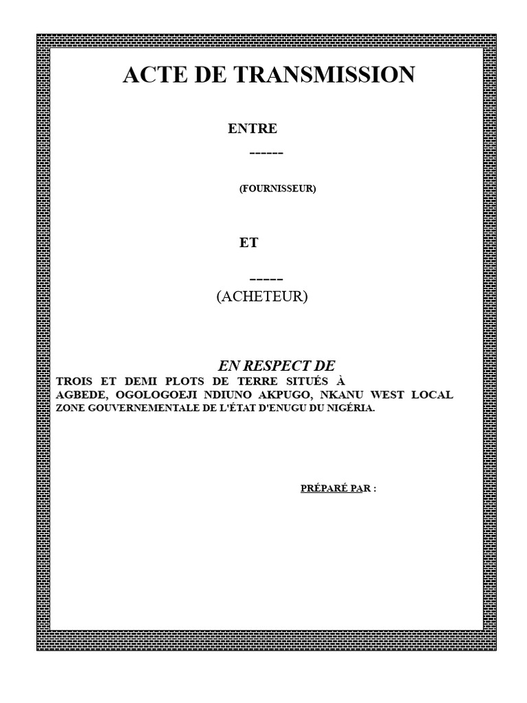 Acte de Transmission Usuel o Téléchargez | PDF