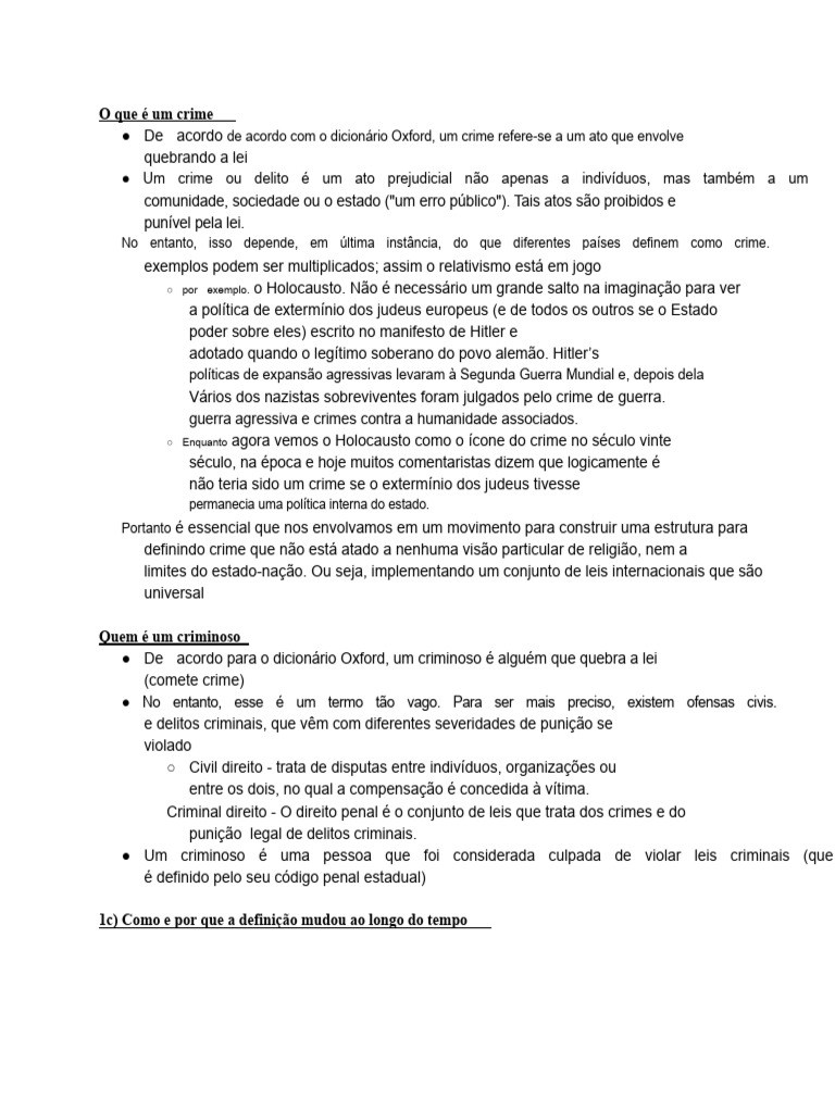 Definição e Causas do Crime | PDF | Assédio moral/bullying | Crimes