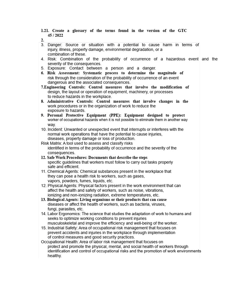 Conclusion GTC 45 | PDF | Occupational Safety And Health | Hazards