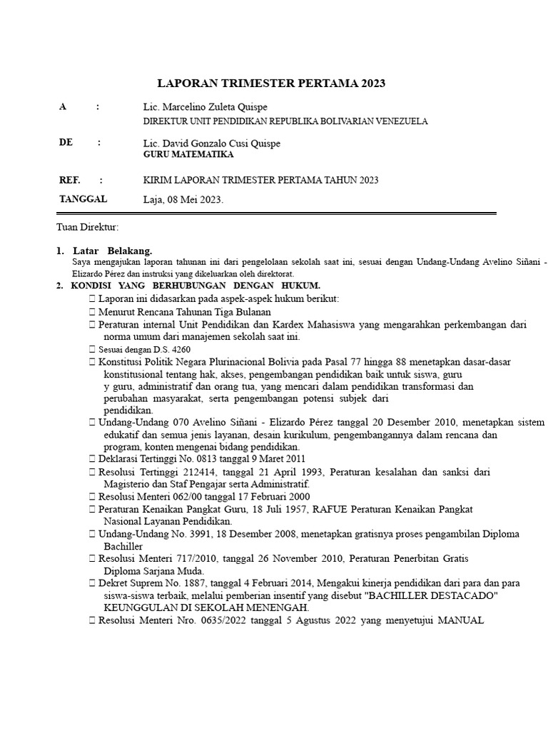 Laporan Tri Wulan Pertama 2023 - David Cusi | PDF