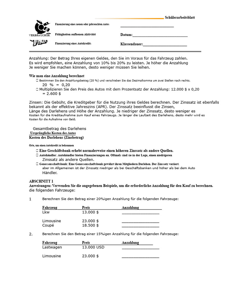 Voraussetzung Fr Autokredit
