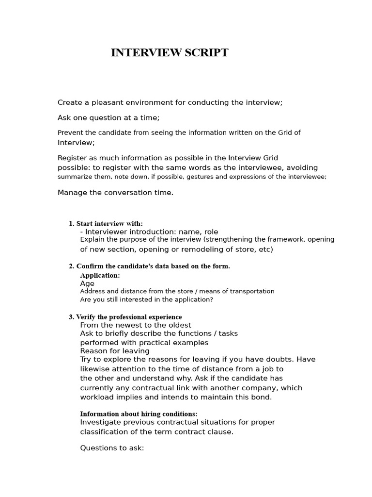Comprehensive Interview Guide Template | PDF | Employment Agency ...