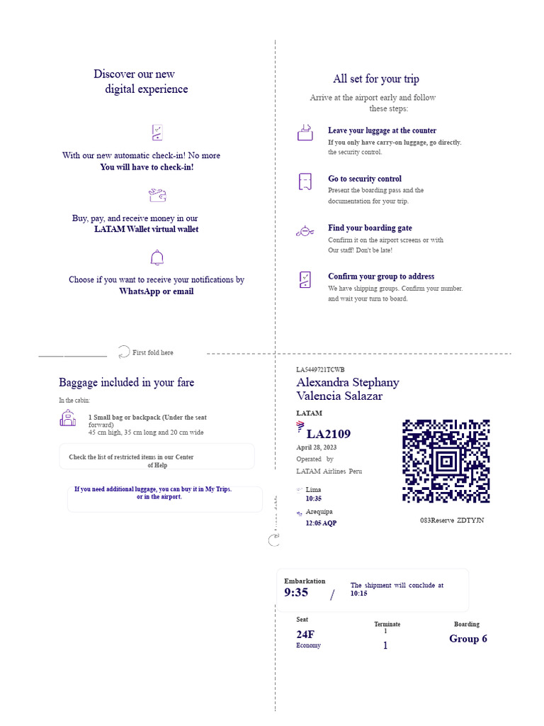 Boarding Pass LATAM Airlines | PDF | Baggage | Aviation
