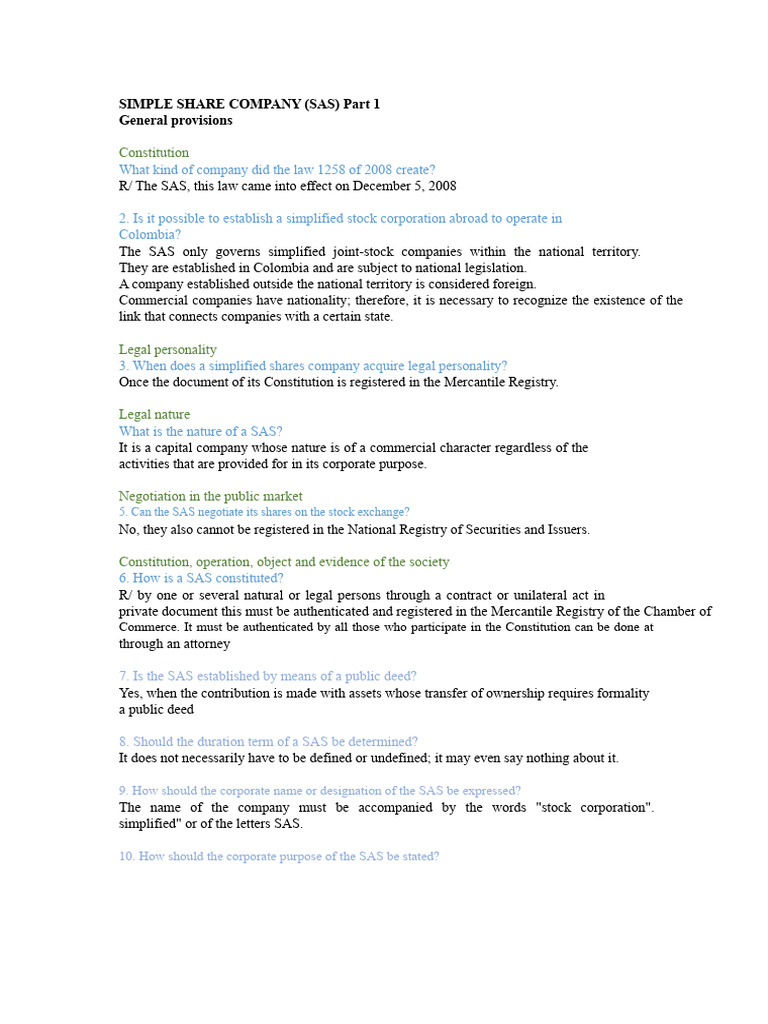 One Hundred Questions and Answers About SAS. | PDF | Stocks | Board Of Directors