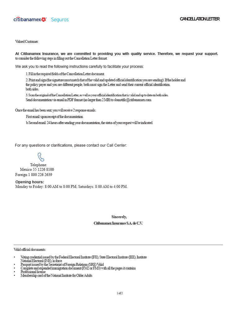 Cancellation Letter | PDF | Identity Document | Government And Personhood