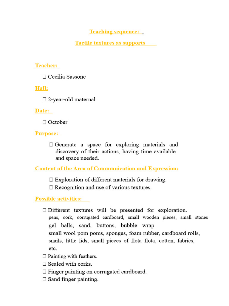 Didactic Sequence Textures | PDF