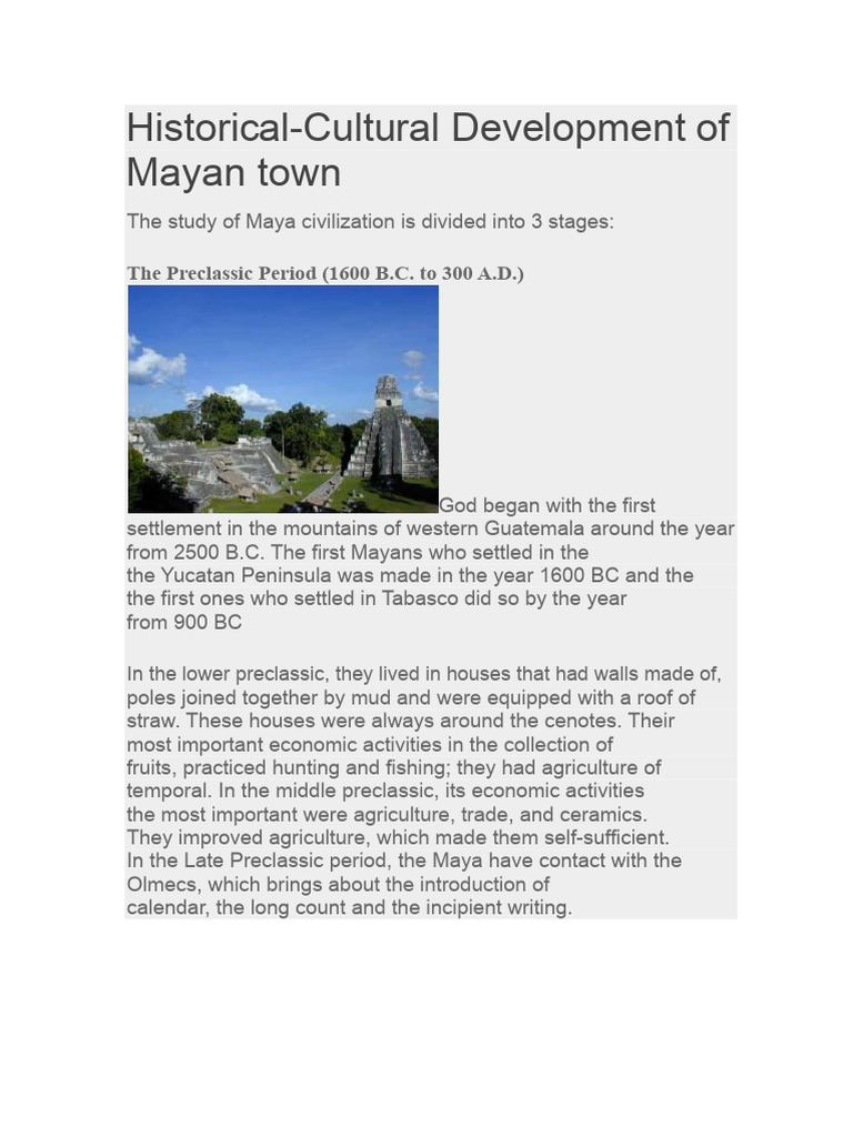 Historical Development of The Mayans | PDF | Maya Civilization | Pre ...