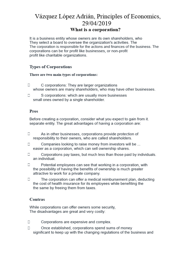 What Is A Corporation? | PDF | Corporations | Nonprofit Organization