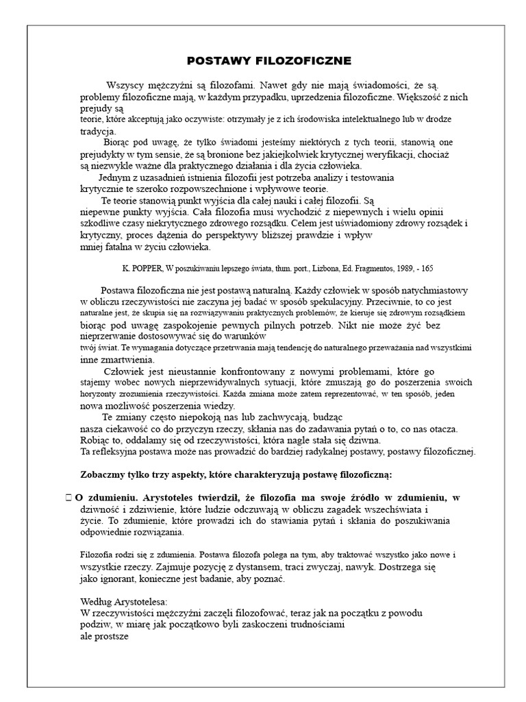 Postawy Filozoficzne | PDF