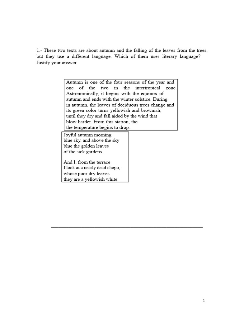 Literary Language Exercises | PDF