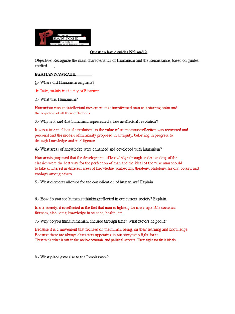 Question Bank | PDF | Humanism | Renaissance