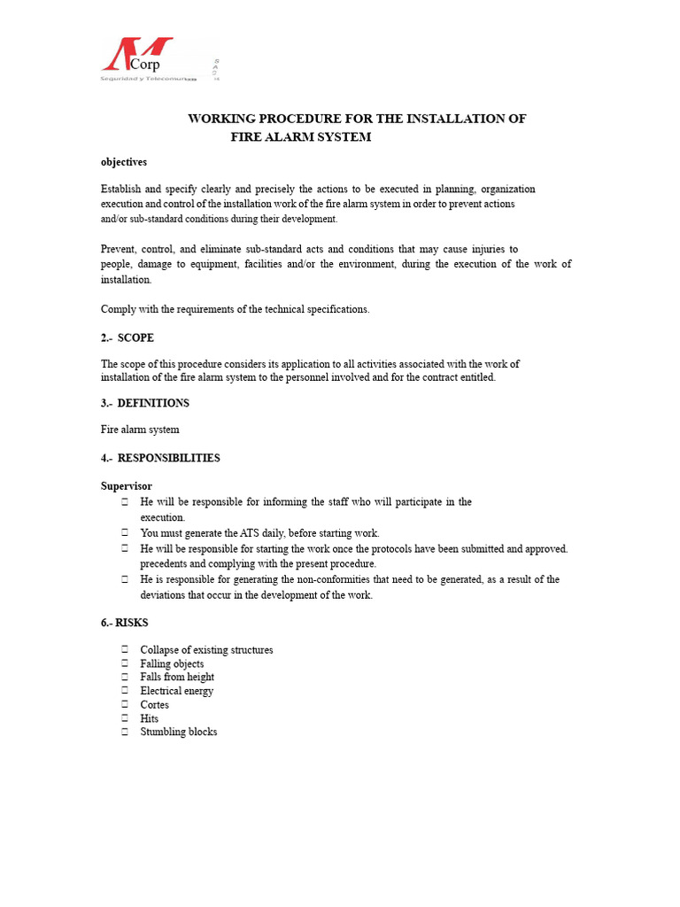 Work Procedures - Alarm System PDF | PDF | Personal Protective ...