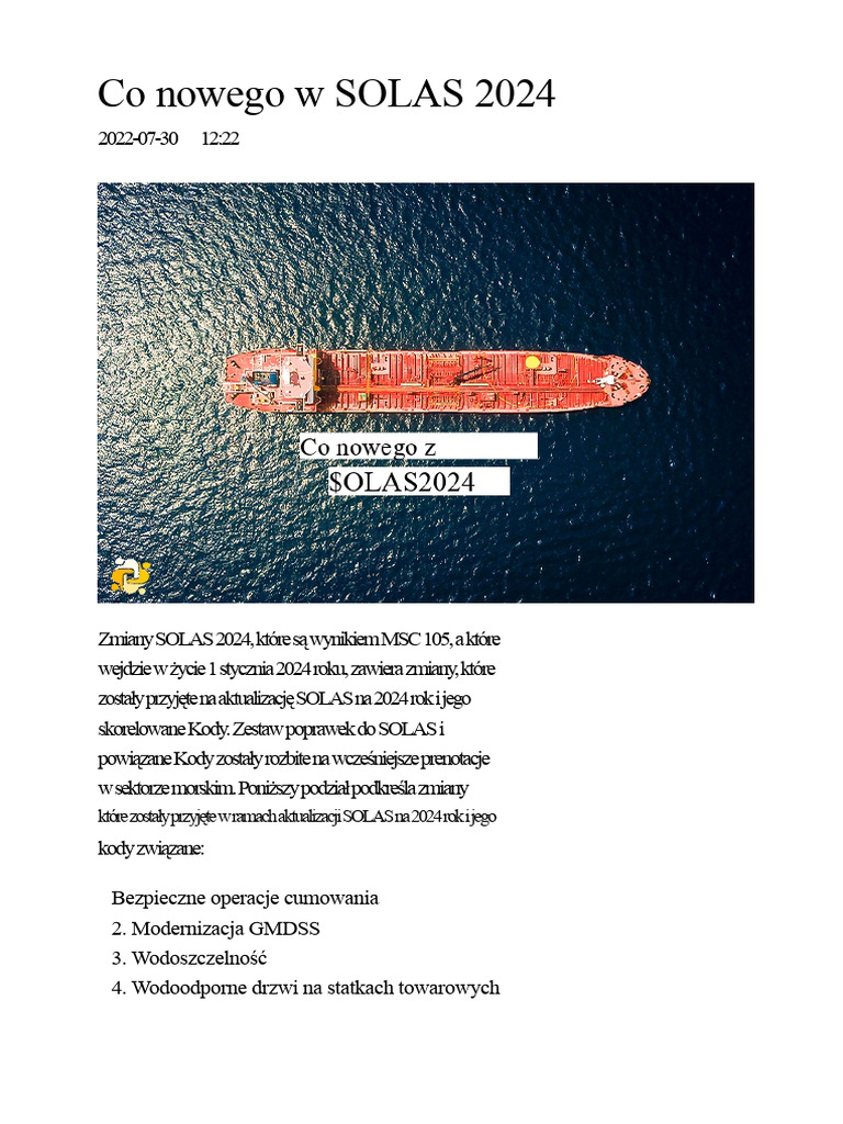 Co Nowego W SOLAS 2024 - Kopia | PDF